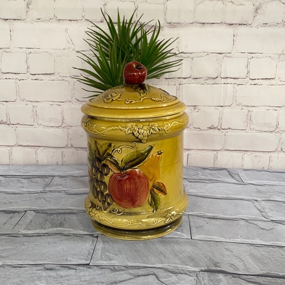 Lefton | Kitchen | Vintage Canister By Geo Lefton Apple Pear Grape ...